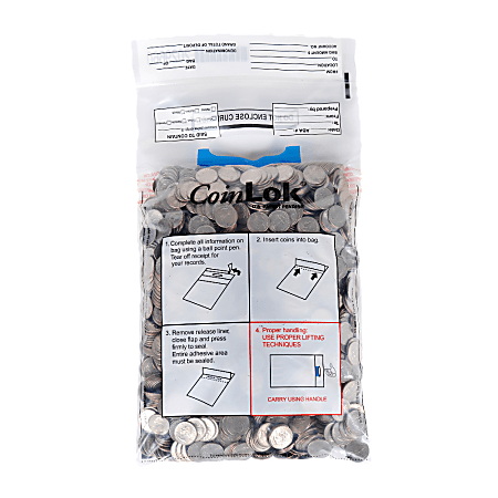 CoinLOK Tamper Evident Coin Bags 10 x 19 Dual Handle Clear Pack Of 50 ...
