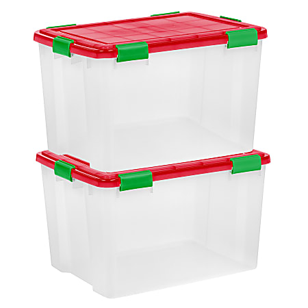 Iris Ultimate Weathertight Storage Box 74 Qt ClearRed Set Of 2 Boxes ...