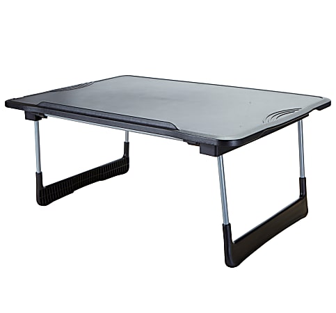 Mind Reader Plastic Adjustable Foldable Laptop Table Black - Office Depot