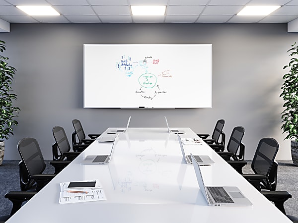 WorkPro Porcelain Magnetic Dry Erase Whiteboard 48 x 96 Aluminum Frame ...