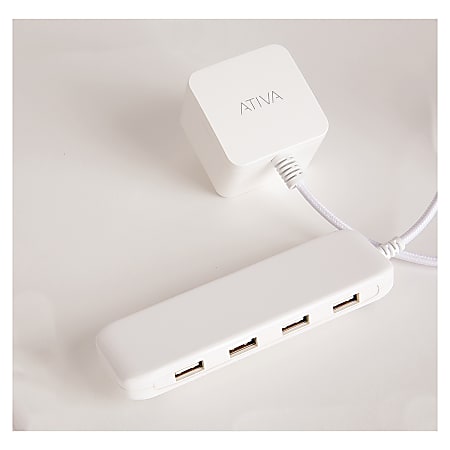 Ativa 4 Port USB Extension Bar Charger White 46902 - Office Depot