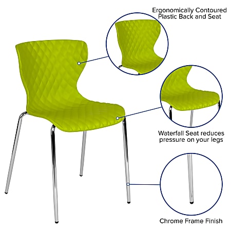 Flash Furniture Lowell Contemporary Design Plastic Stack Chair Citrus ...