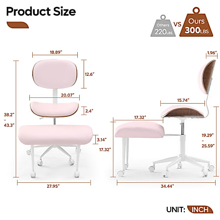 Bestier Ergonomic Faux Leather Mid Back Cross Legged Office Task Chair ...