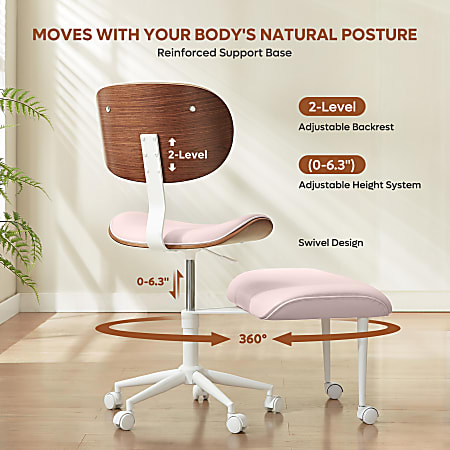 Bestier Ergonomic Faux Leather Mid Back Cross Legged Office Task Chair ...