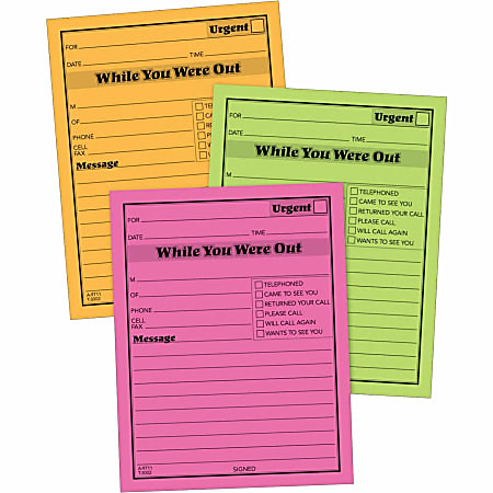 Adams While You Were Out Message Pads 4 14 x 5 12 50 Sheets Assorted ...