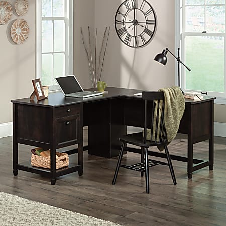 Sauder Edge Water 59 W L Computer Desk With Drawers Estate Black ...
