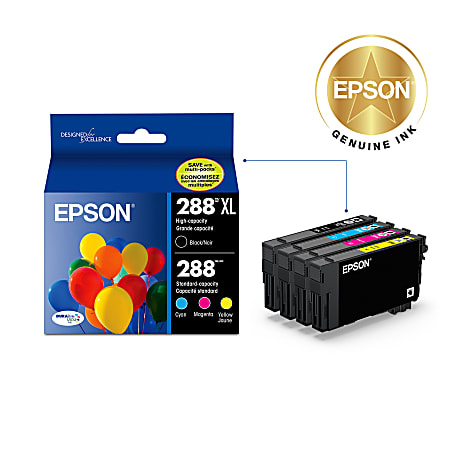 Epson 288XL Black288 DuraBrite Cyan Magenta Yellow High YieldStandard ...