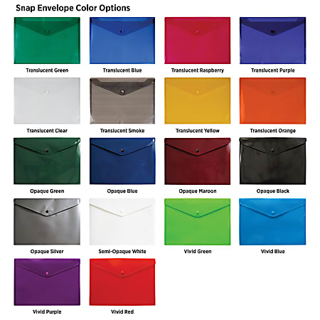 Custom 1 Color Snap Closure Poly Open Side EnvelopeDocument Holders ...