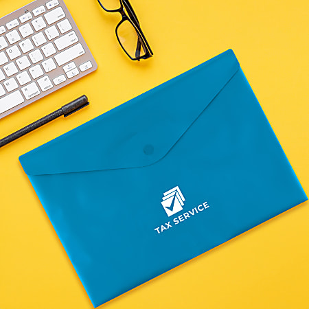 Custom 1 Color Snap Closure Poly Open Side EnvelopeDocument Holders ...