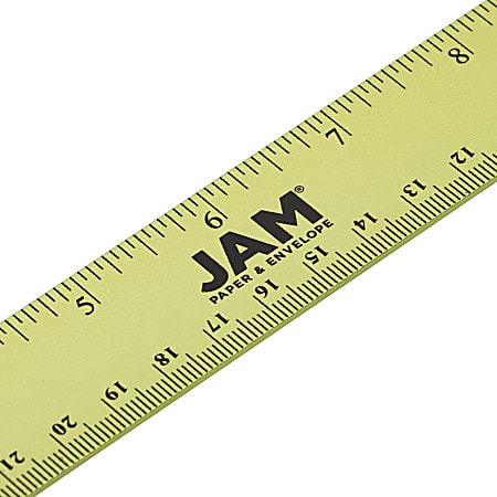 JAM Paper Non Skid Stainless Steel Ruler 12 Lime Green - Office Depot