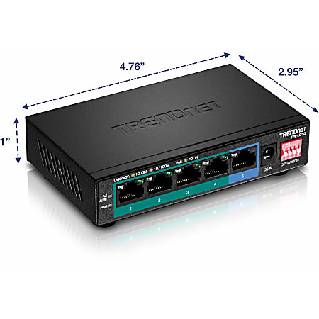 TRENDnet 5 Port Gigabit Long Range PoE Switch 4x Gigabit PoE Ports 1x ...