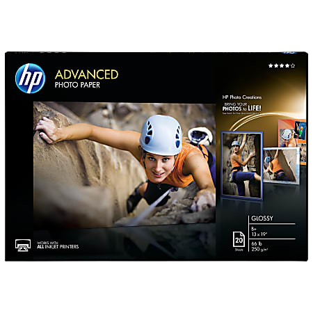 HP Advanced Photo Paper for Inkjet Printers Glossy 13 x 19 66 Lb. Pack ...