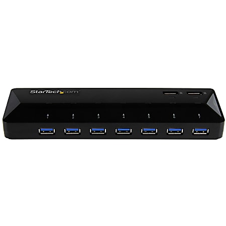 StarTech.com 7 Port USB 3.0 Hub plus Dedicated Charging Ports 2x 2.4A ...