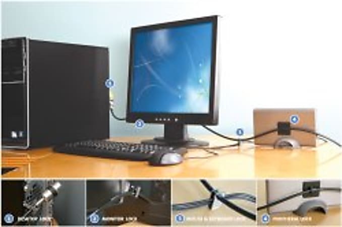 Kensington DesktopPeripherals Locking Kit Silver Carbon Steel 8 ft For ...