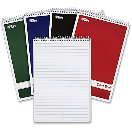 TOPS Steno Books 6 x 9 Gregg Ruled 80 Sheets White Pack Of 4 - Office Depot