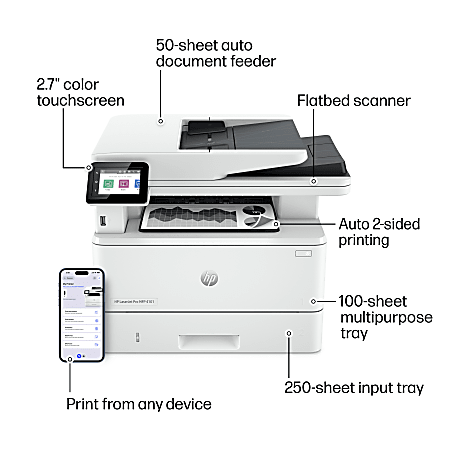 HP LaserJet Pro MFP 4101fdw Wireless Laser All in One Monochrome Printer - Office Depot