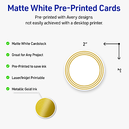 Avery Printable Round Cards With Sure Feed Technology 2 Matte White ...