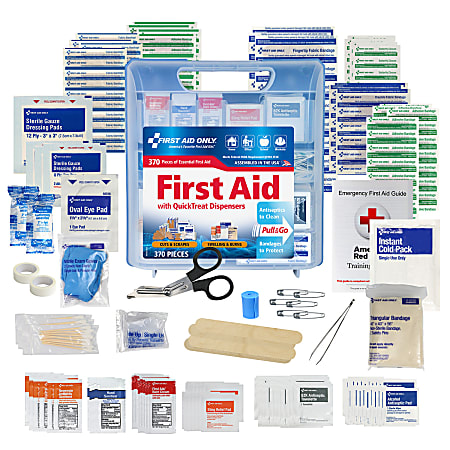 First Aid Only QuickTreat Plastic First Aid Kit, 11-3/4”H x 10-1/2”W x ...