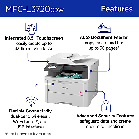 Brother MFC L3720CDW Wireless Digital Color All in One Printer with ...
