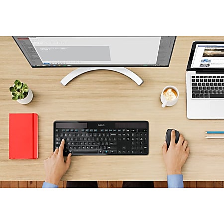 Logitech Wireless Keyboard Mouse Straight Compact Keyboard Black Right ...