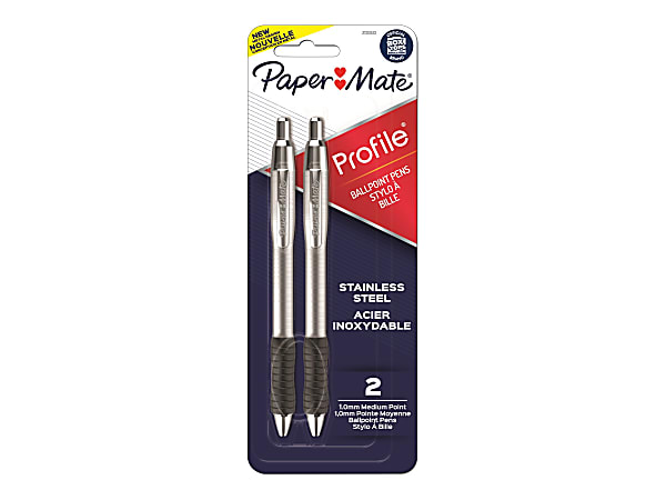 Paper Mate Profile Metal Barrel Ballpoint Pens Medium Point 1.0 mm ...