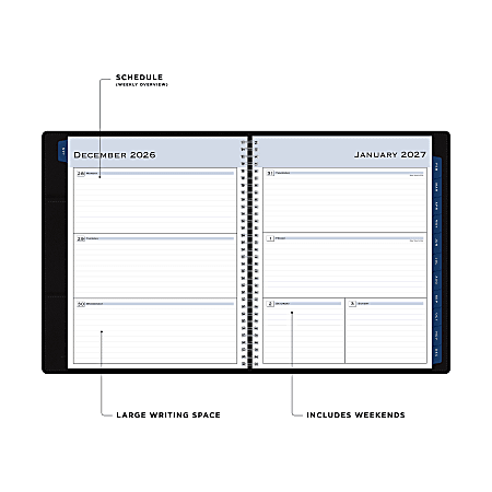 2027 Passages Solid Black WeeklyMonthly Planner 8.5x11 Refillable ...