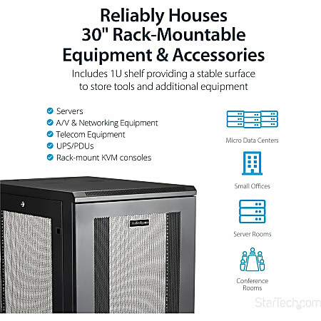 StarTech.com Server Rack Cabinet 24U 31in Deep Enclosure Network ...