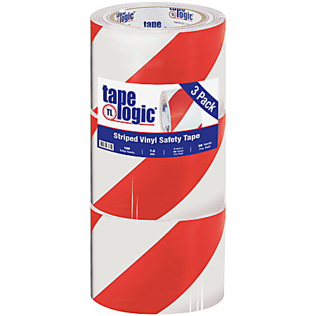 BOX Packaging Striped Vinyl Tape 3 Core 3 x 36 Yd. RedWhite Case Of 3 ...