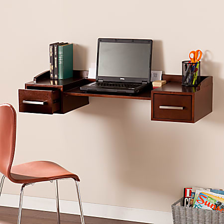 Southern Enterprises Bingham Wall Mount Desk Espresso Office Depot