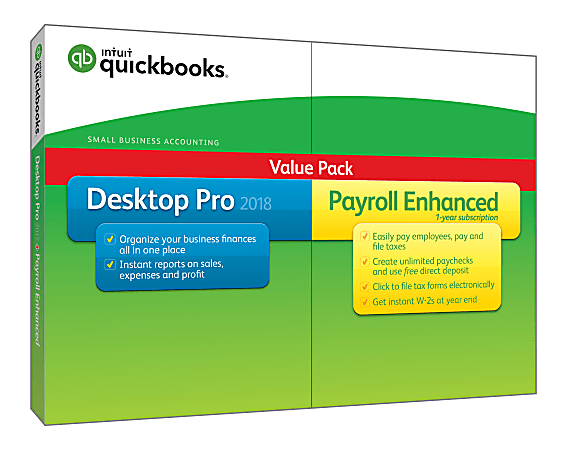 Intuit QuickBooks Desktop Pro With Enhanced Payroll 2018 Disc - Office ...