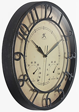 Infinity Instruments 3 D IndoorOutdoor Round Wall Clock 16 Black ...