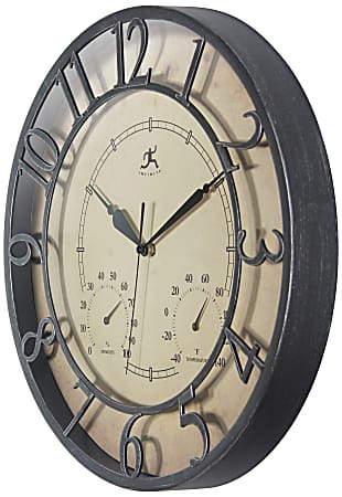 Infinity Instruments 3 D IndoorOutdoor Round Wall Clock 16 Black ...