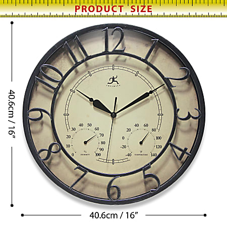 Infinity Instruments 3 D IndoorOutdoor Round Wall Clock 16 Black ...