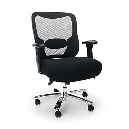 OFM Essentials Big And Tall Mesh Mid Back Chair Black Office Depot
