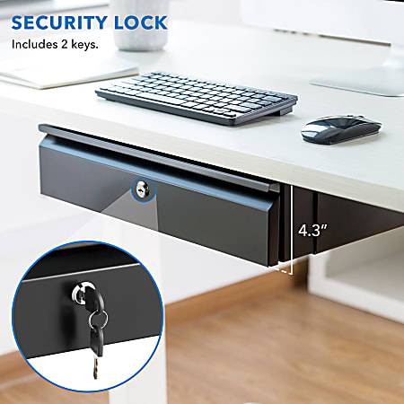 Mount It Under Desk Drawer With Lock 20.2 W x 12.2 D Black - Office Depot