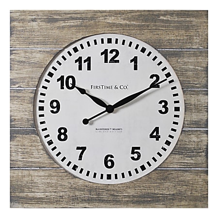 FirsTime Co. Jackson Square Wall Clock Natural Wood - Office Depot