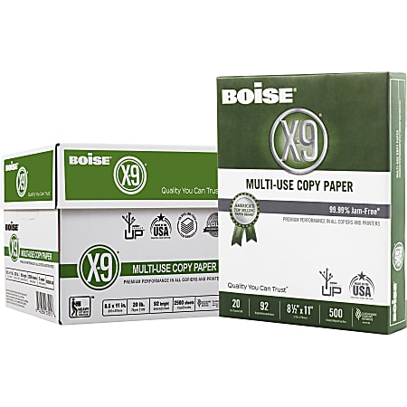 BOISE X 9 Multi Use Copy Paper 8.5 x 11 Letter 92 Bright White 20 lb. 5 ...
