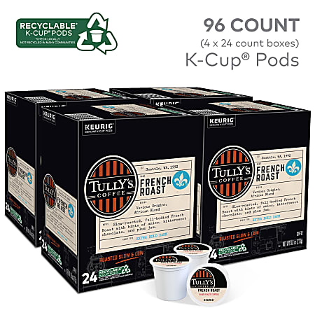 Tullys Coffee French Roast Keurig Single Serve K Cup Pods Dark Roast 24 ...