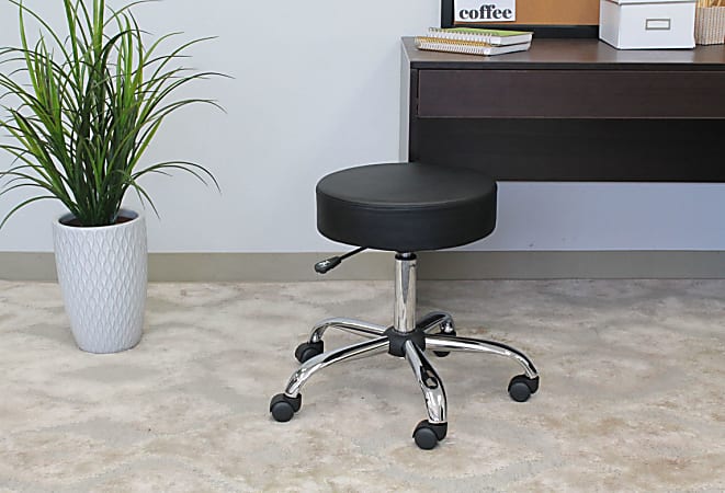 Boss Office Products Medical Stool With Antimicrobial Vinyl Black Chrome