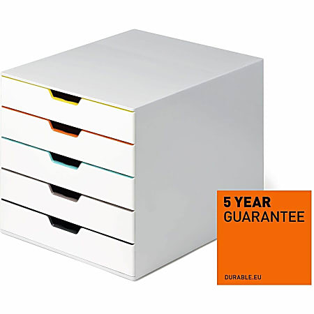 DURABLE VARICOLOR MIX 5 Drawer Desktop Storage Box WhiteMulticolor 5 ...