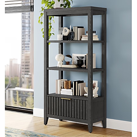 Thomasville Rivington 60 H 3 Shelf Bookcase With Storage Raven Black ...