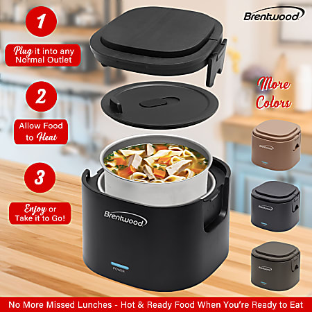 Brentwood 110 Volt 50 Watt Portable Leakproof Electric Lunch Box 0.625 ...