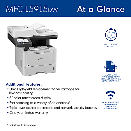 Brother MFC L5915DW Wireless Business Laser Monochrome All in One ...