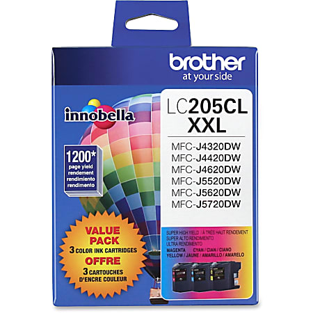 Brother LC205 Cyan Magenta Yellow Extra High Yield Ink Cartridges Pack ...