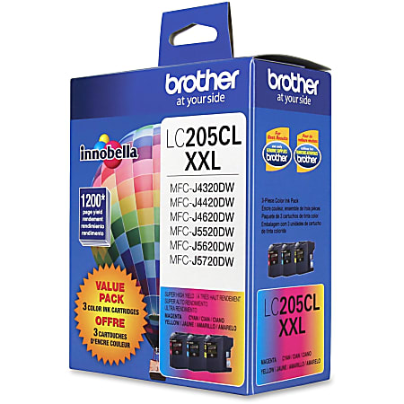 Brother LC205 Cyan Magenta Yellow Extra High Yield Ink Cartridges Pack ...