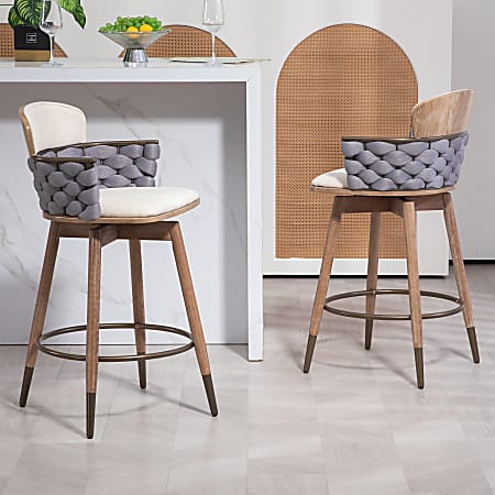 Glamour Home Bechor Fabric Counter Height Stool With Back Beige ...
