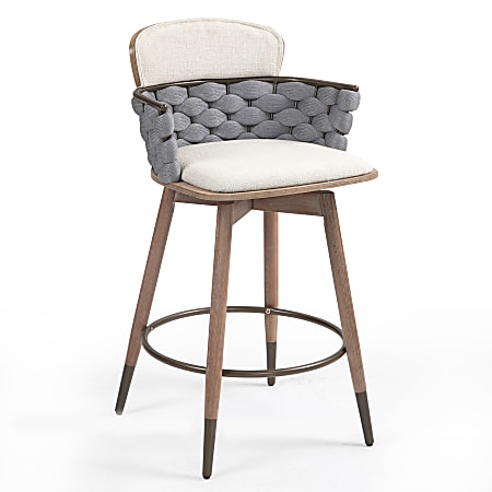 Glamour Home Bechor Fabric Counter Height Stool With Back Beige ...