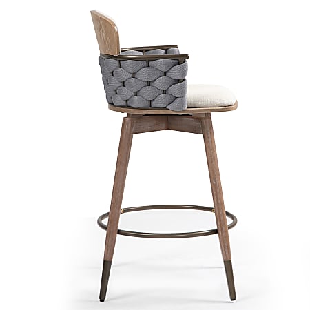 Glamour Home Bechor Fabric Counter Height Stool With Back Beige ...