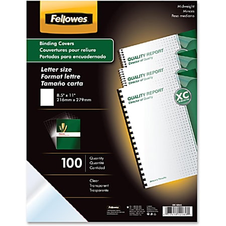Fellowes Clear Presentation Binding Covers 8 12 11 Clear Pack Of 100 ...