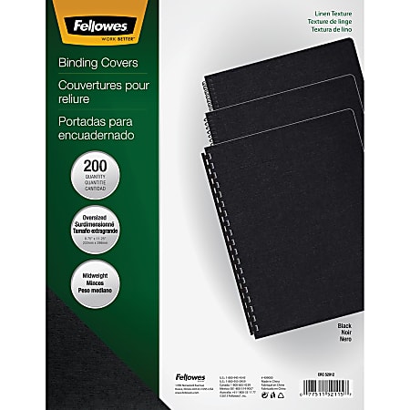 Fellowes Linen Classic Presentation Covers 8 34 x 11 14 Black Pack Of ...